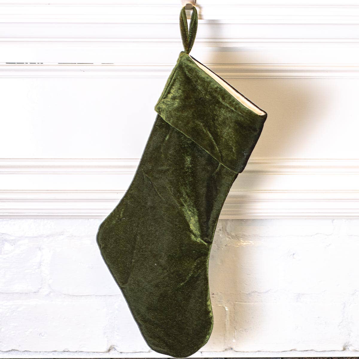Dark Green Velvet Stocking – Texture + Tuft